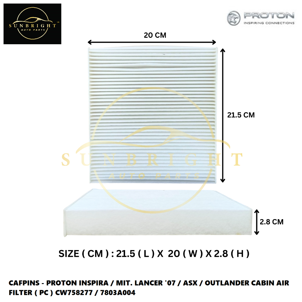 PROTON INSPIRA / MIT. LANCER '07 / ASX / OUTLANDER CABIN AIR FILTER ...