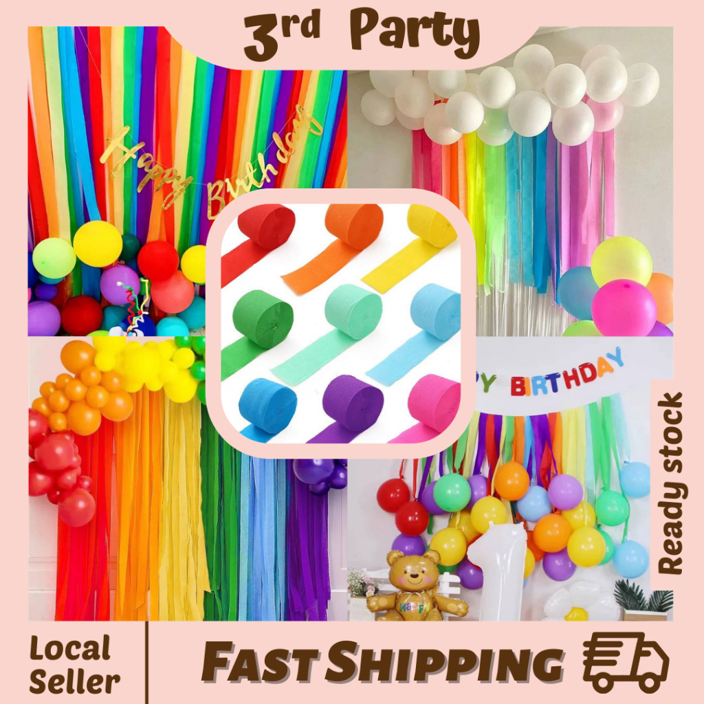 🌈Colourfull Crepe Paper Rolls Steamers Birthday Party Wedding Baby ...