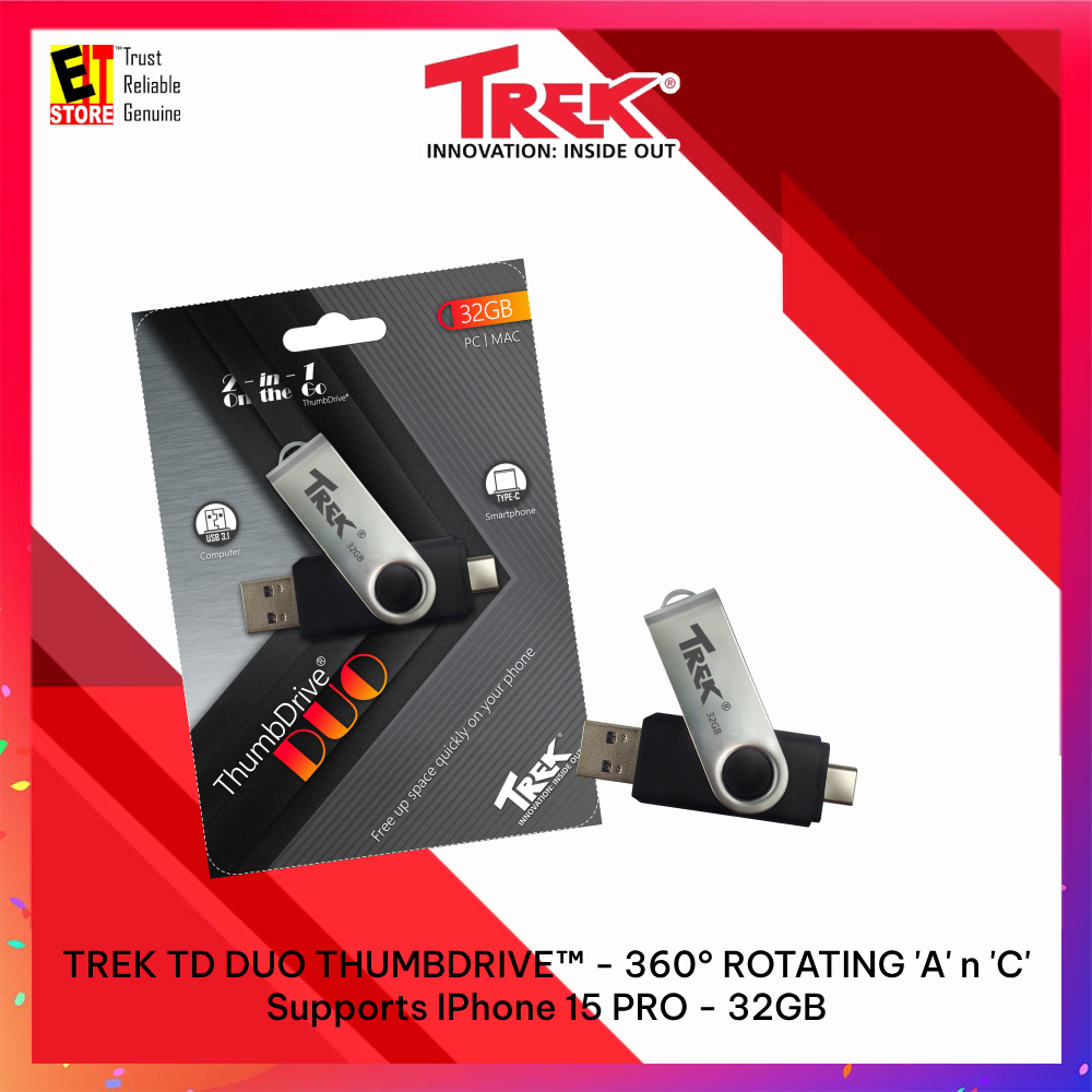 TREK TD DUO THUMBDRIVE™ - 360° ROTATING 'A' n 'C' OTG (32GB/64GB/128GB ...