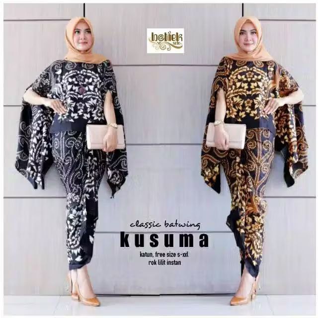 SET WITH SKIRT PARIO KEBAYA BATIK BATWING KUSUMA | Shopee Malaysia