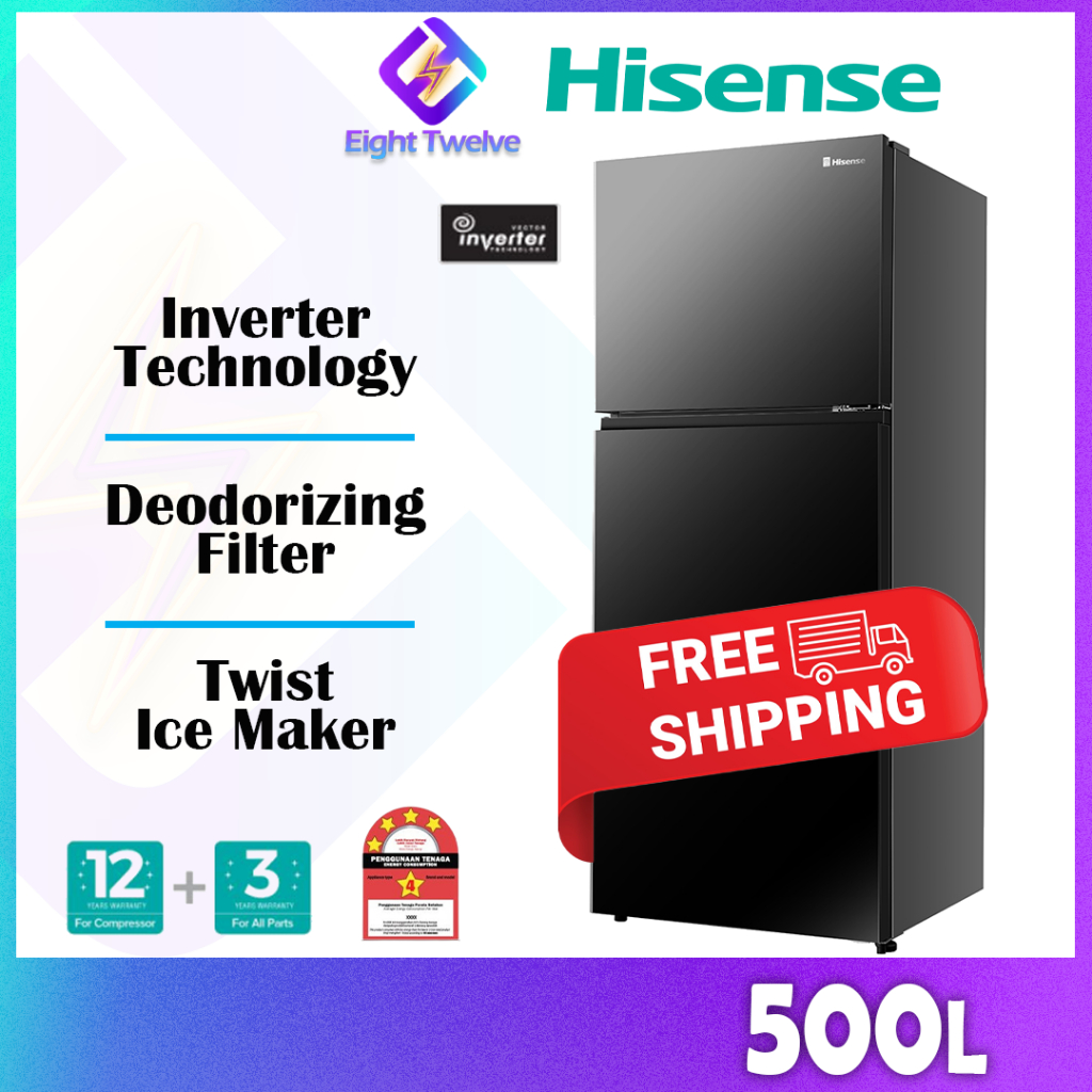 [FREE DELIVERY] 500L HISENSE Inverter 2 Door Fridge | Shopee Malaysia