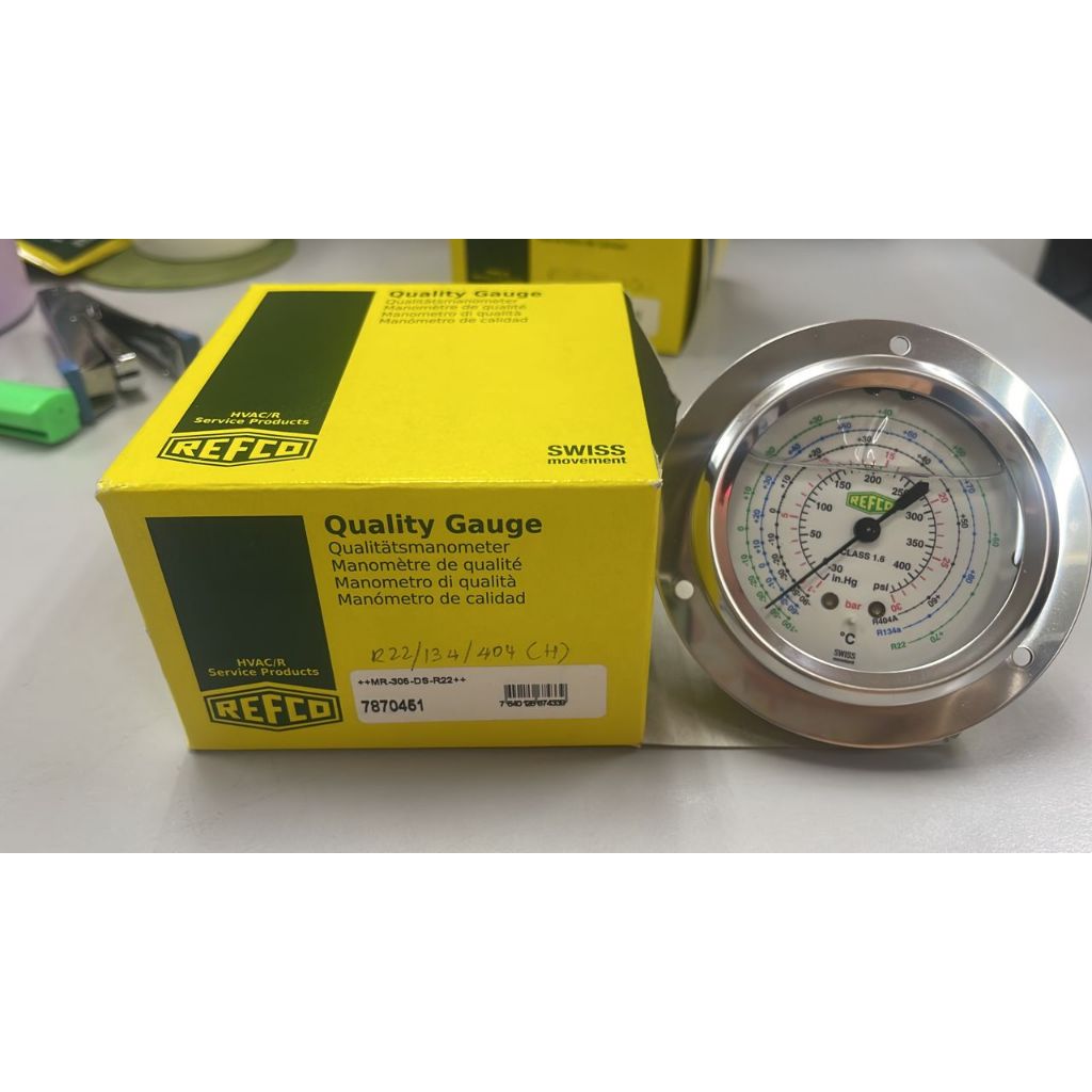 ORIGINAL REFCO R22/R134/404 high PRESSURE GAUGE (OIL-FILLED) (++MR-305-DS-R22++ /7870451 ...