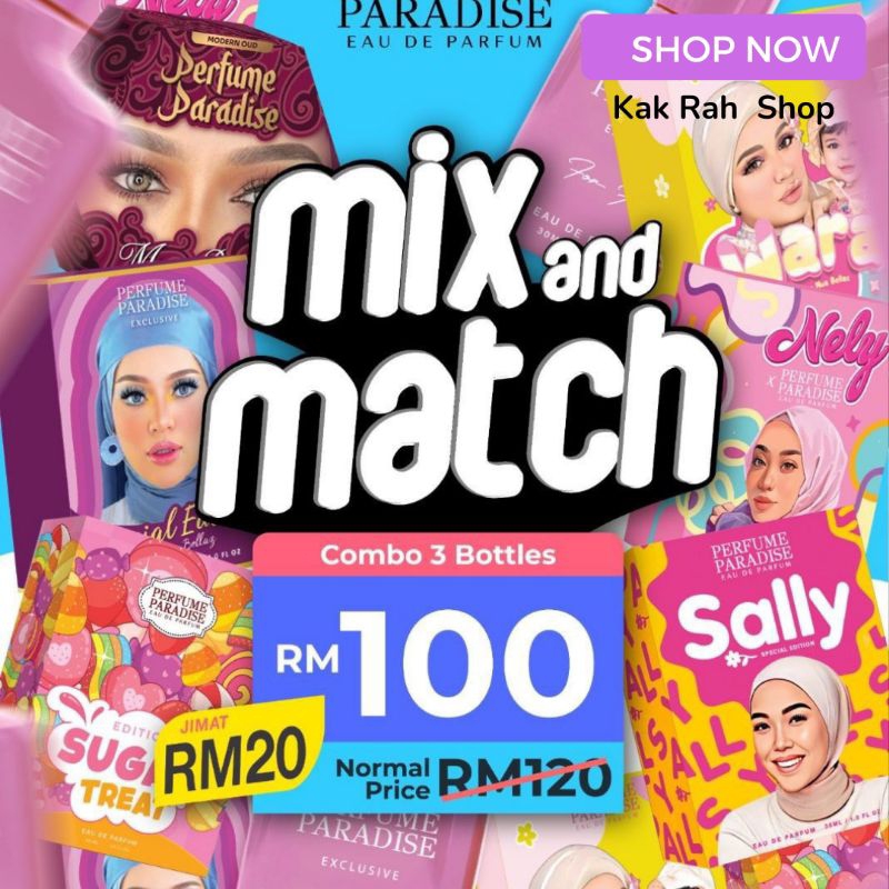 Perfume Paradise Combo Mix 30ml X MUA Bellaz Wara Nely Sally Parfum | Shopee Malaysia