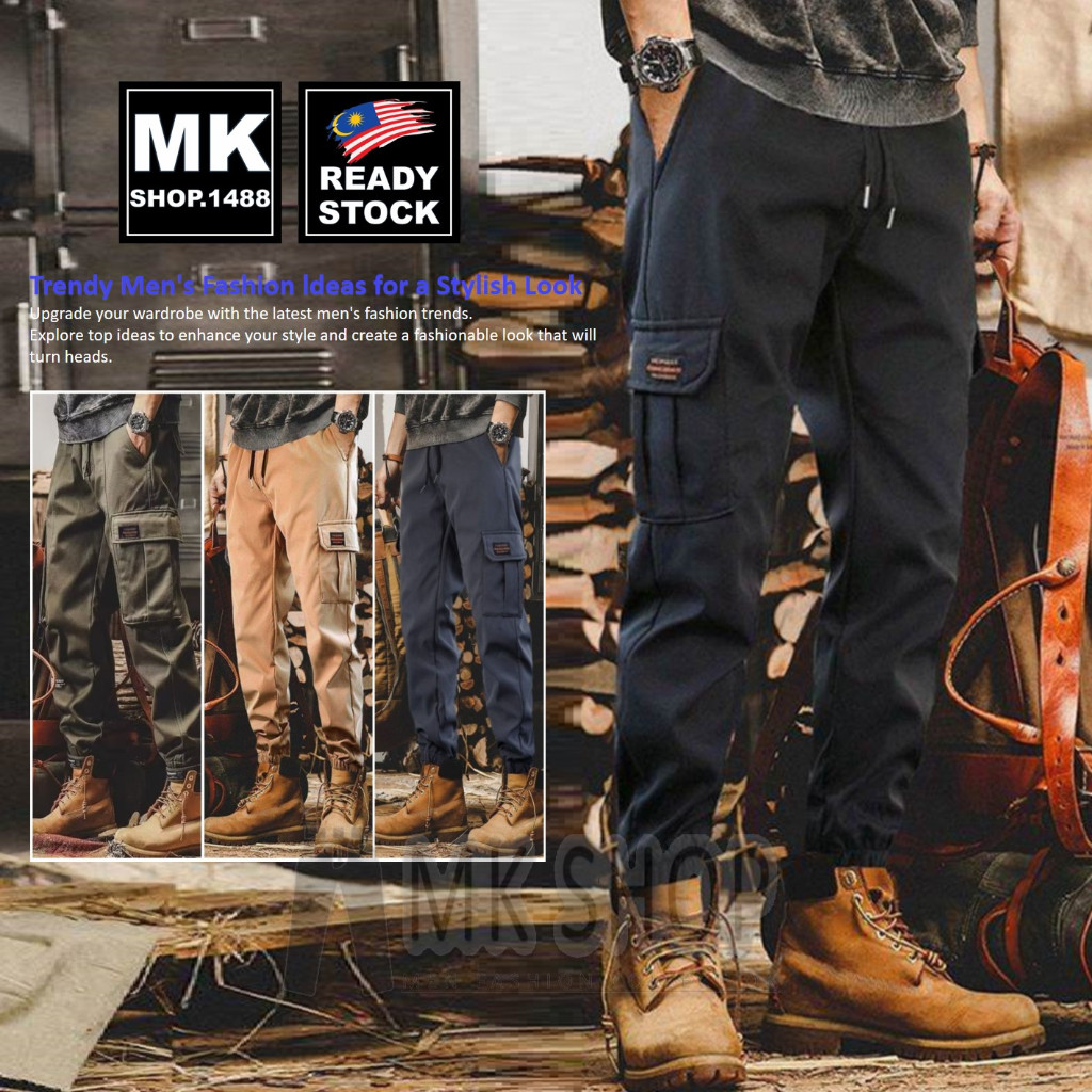 MK CARGO PANTS MEN American Plus Size Ankle Tactical Jogger Cargo Pants ...
