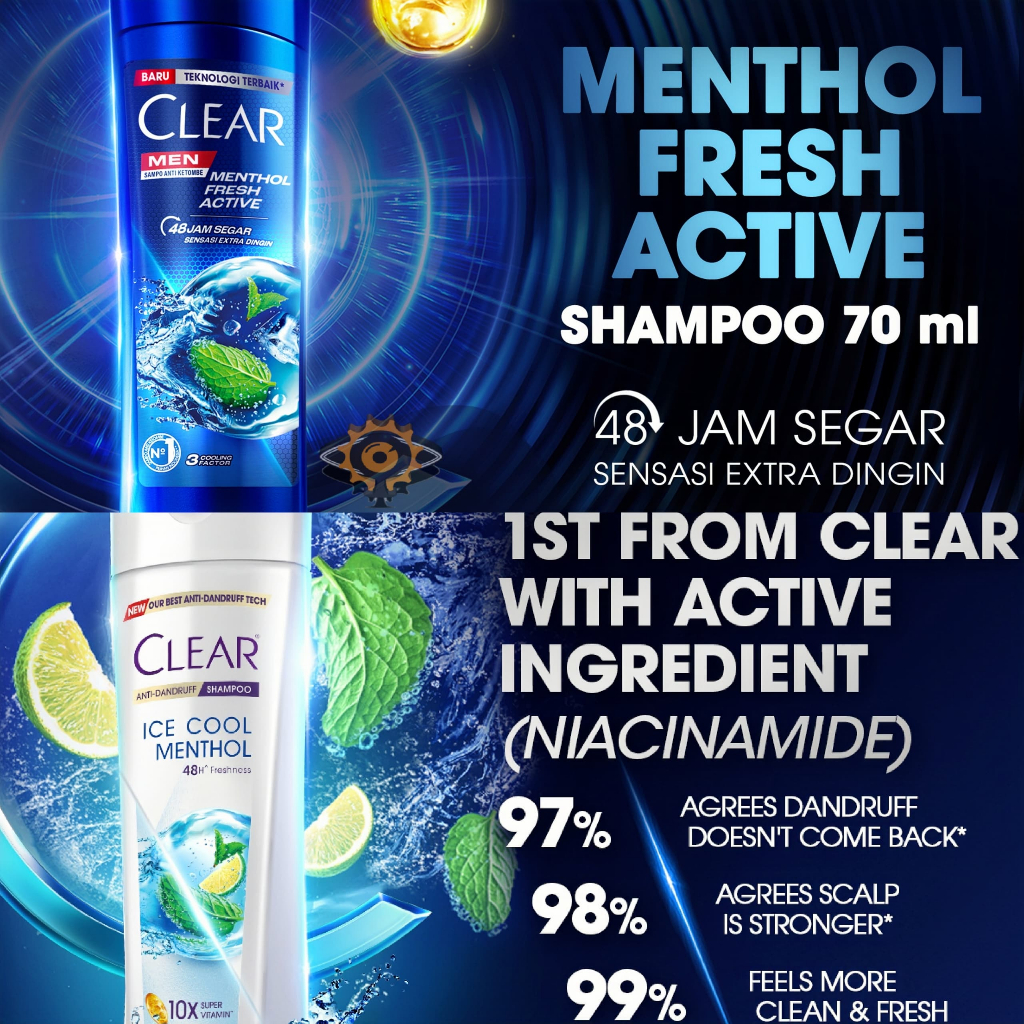 CLEAR Men Cool Sport Menthol Shampoo / Women Ice Cool Menthol - 70ml ...