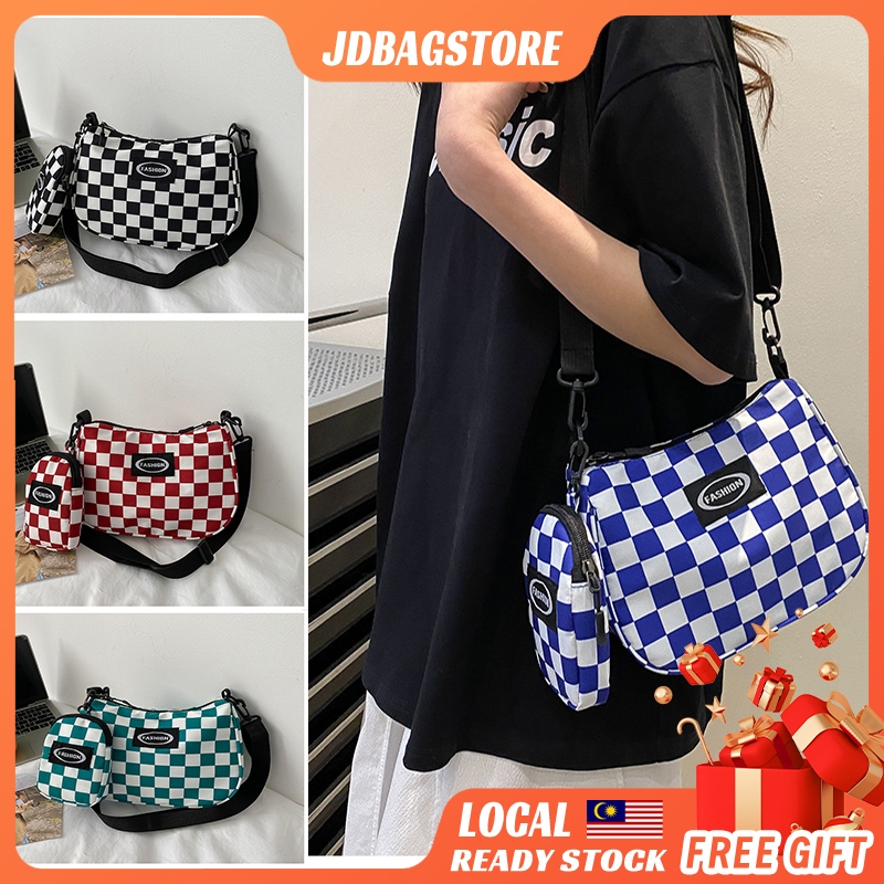 Ready stock beg brik cheap Sling Bag Nylon Crossbody Bag Checkered ...