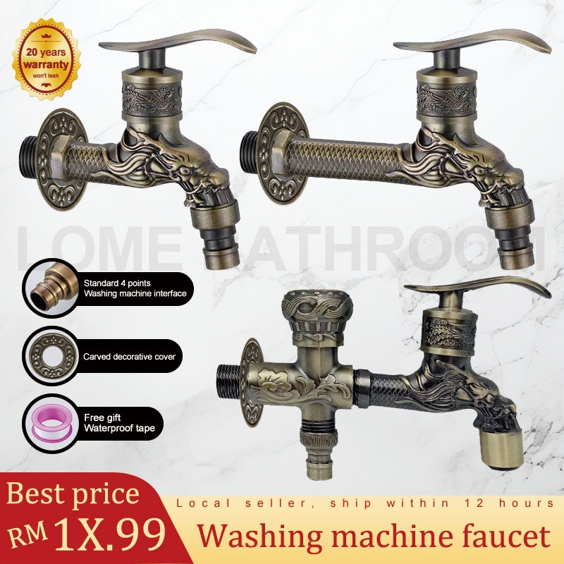 1/2" Pipe Universal Bathroom Antique Bronze Chinese Dragon Carved Water ...