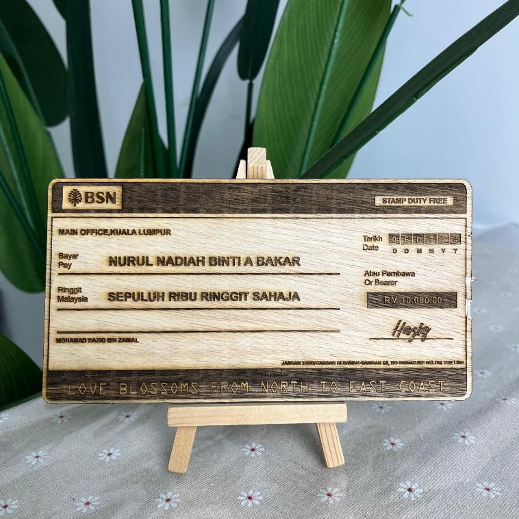 Cek Hantaran / Cek + Tapak | Replika Cek | Cheque Hantaran Nikah ...