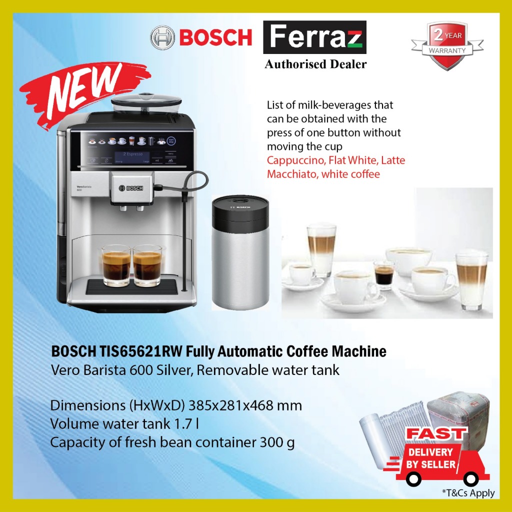 Bosch TIS65621RW Fully Automatic Coffee Machine Vero Barista 600 Silver / Bosch TIE20504 Fully ...