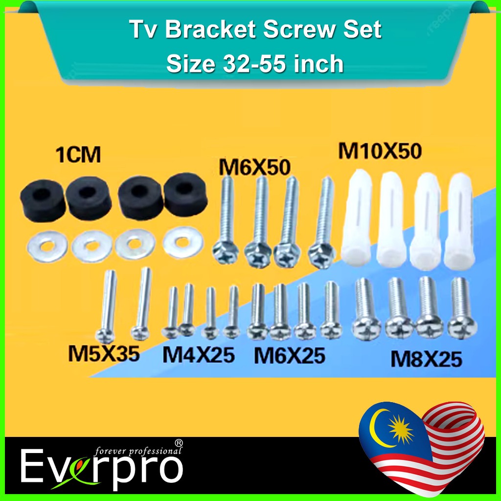 TV Bracket Installation Fastener Screw Bolt Set For Tv 32 - 85 Inch ...