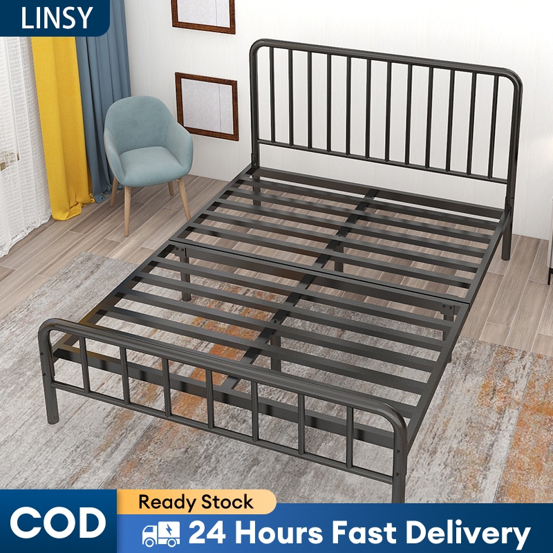 LINSY QUEEN Metal Bed Frame 150CM Duty Heavy Iron Bed Katil Bujang ... LINSY QUEEN Metal Bed Frame 150CM Duty Heavy Iron Bed Katil Bujang ...