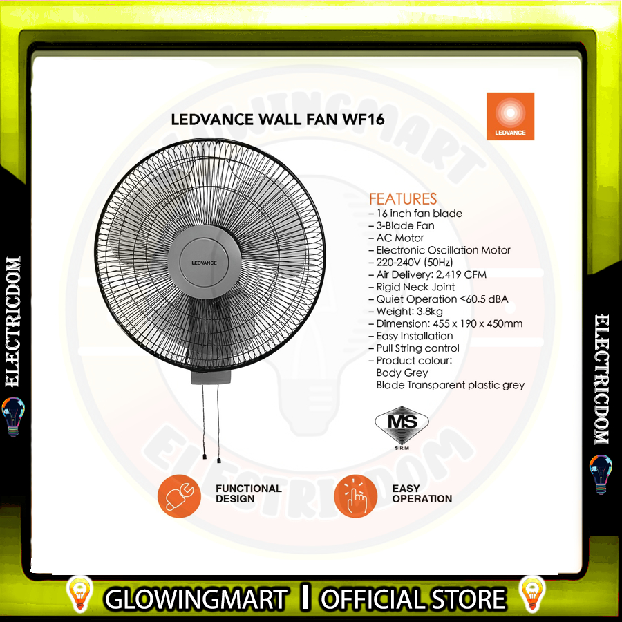 🔥SIRIM🔥OSRAM LEDVANCE Wall Fan 16Inch Kipas Dinding 16" Ceiling Fan AC ...