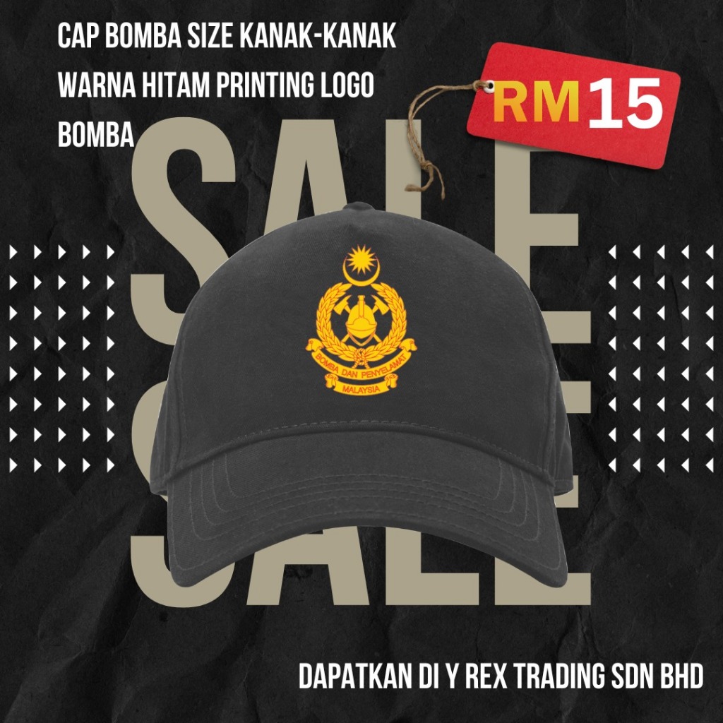 Topi hitam logo bomba saiz kanak-kanak | Shopee Malaysia
