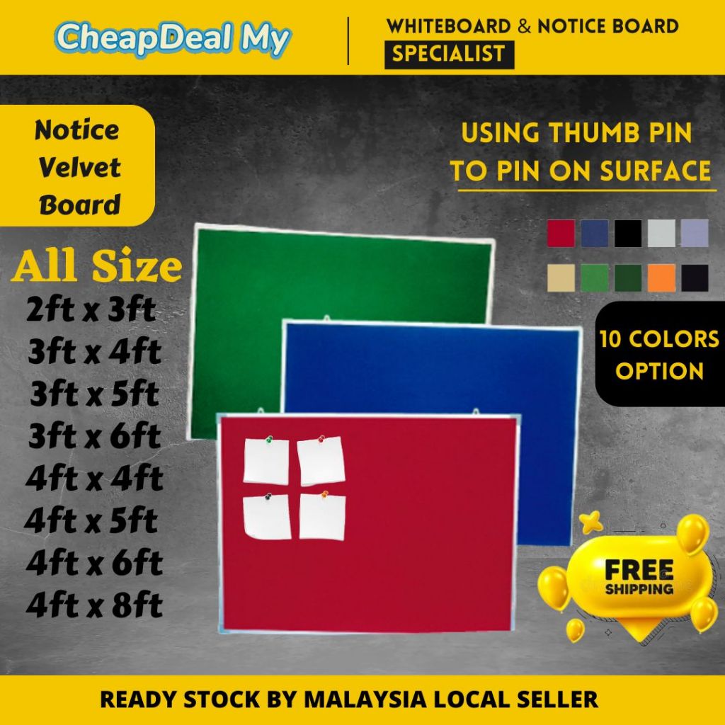 Papan kenyataan kain velvet/NOTICE VELVET BOARD(ALL SIZE)1.5x2 2x3 3x4 3x5 3x6 4x4 4x5 4x6 4x8 ...
