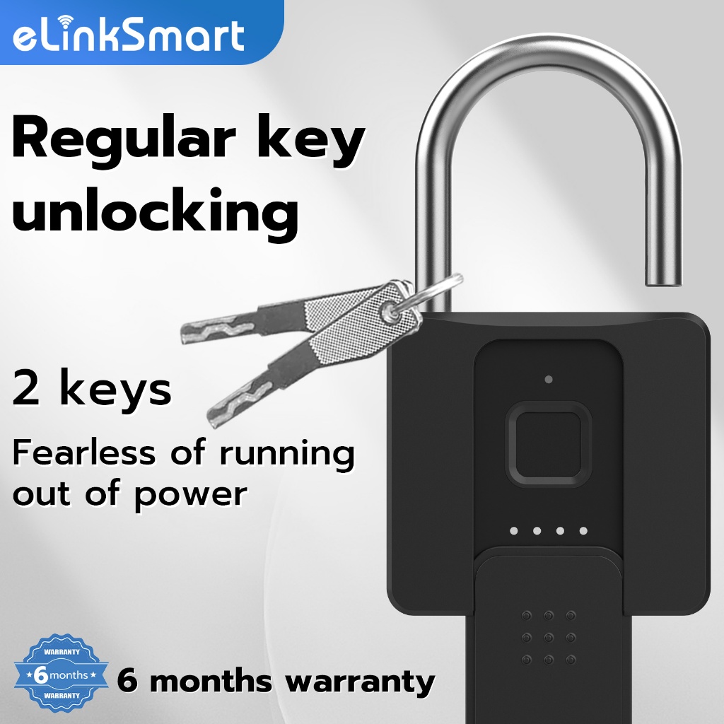 Smart padlock Fingerprint padlock Use key to unlock Contains 2 spare ...