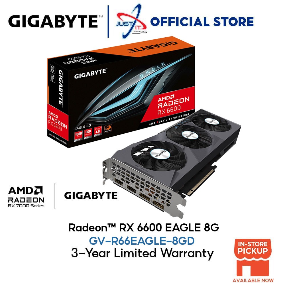 GIGABYTE RX 6600 Eagle DDR6 Graphics Card (8GB) GV-R66EAGLE-8GD ...