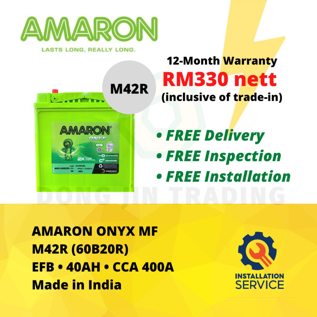 [Installation Provided] M42R | 60B20R | Amaron Onyx EFB MF Stop-Start Car Battery - 12 Months ...