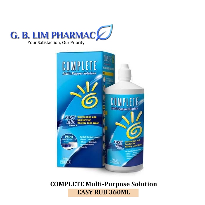 Complete Multi Purpose Solution Easy Rub with Len Case 360ml (EXP: 30 ...