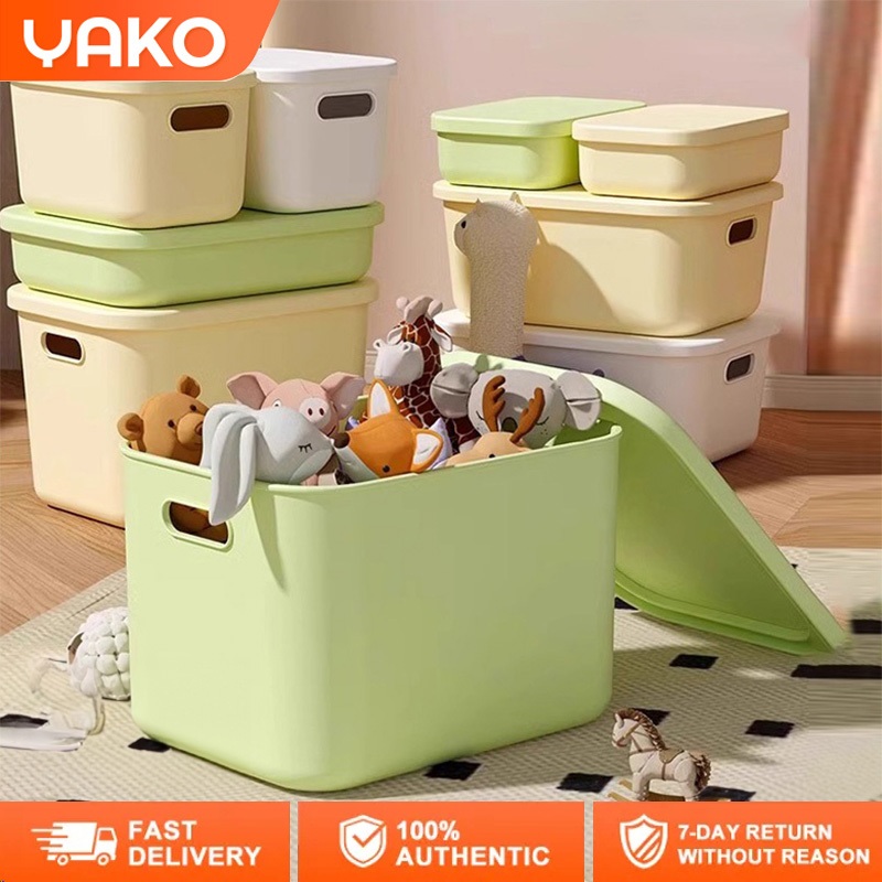 YAKO Multi Purpose Storage Box with Lid Shelf Organizer Plastic ...