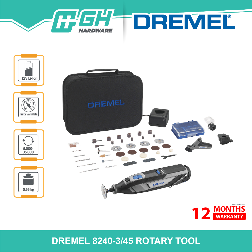 [ GH HARDWARE ] DREMEL Cordless Rotary Tool ( 8240 - 3/45 ) | Shopee ...