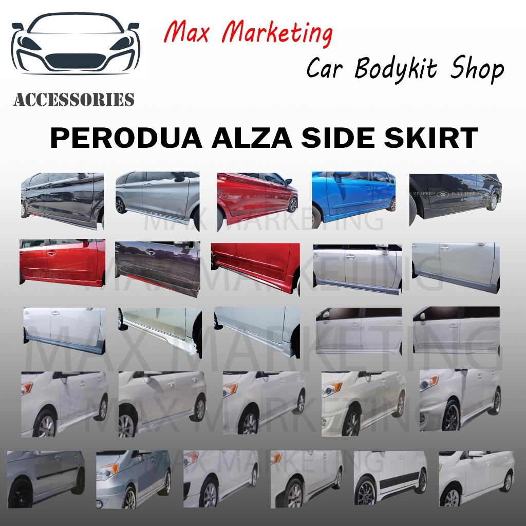 PERODUA ALZA 2010 2014 2019 2022 SIDE SKIRT FIBER OR PU SKIRT LIP ...
