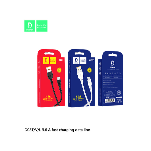 DENMEN D08 Kabel Data Fast Charging 3.6A Cable HP Fast Charging USB ...
