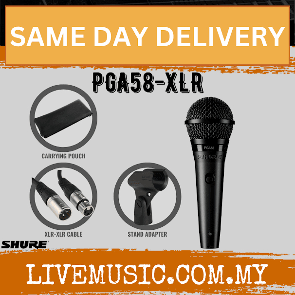 Shure PGA58 Cardioid Dynamic Vocal Microphone, XLR-XLR Cable ( PGA58 ...
