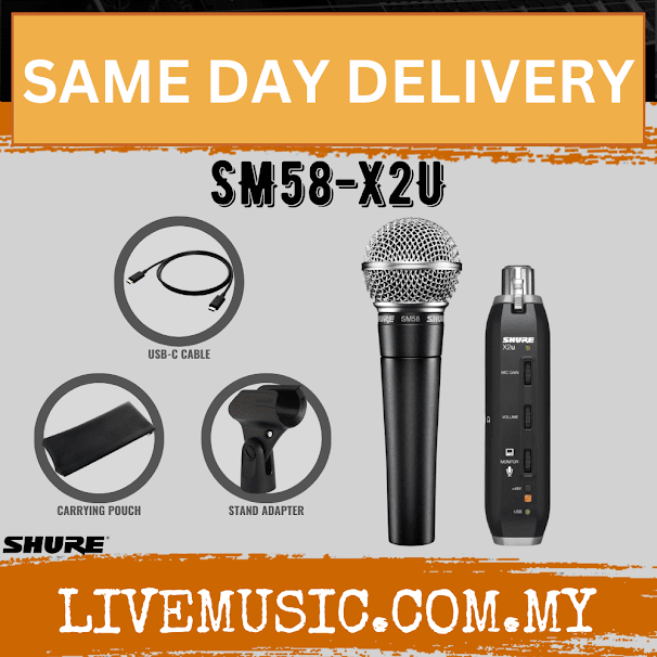 Shure SM58-X2U Cardioid Dynamic Microphone ( SM58X2U / SM 58 X2U ...