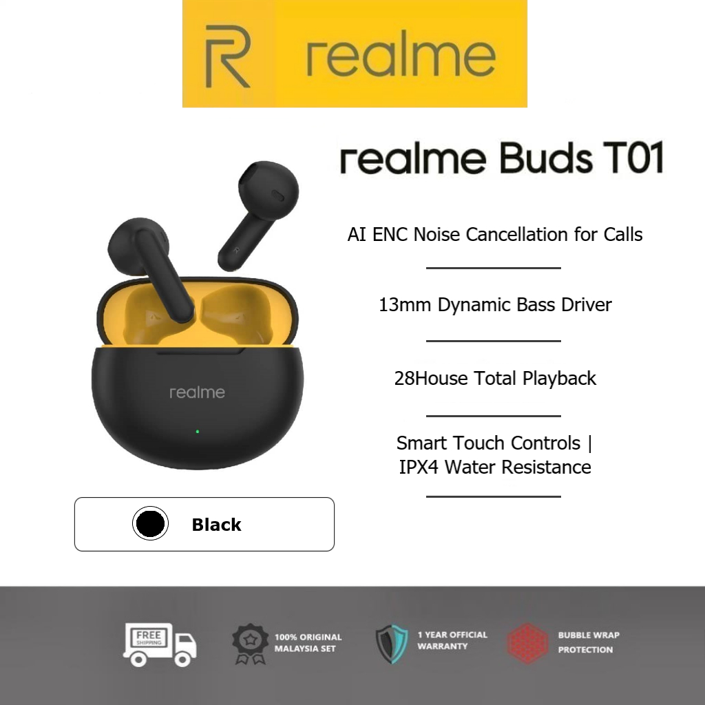 realme Techlife Buds T01 / T110 | 28 hours Total Playback | IPX5 Water ...