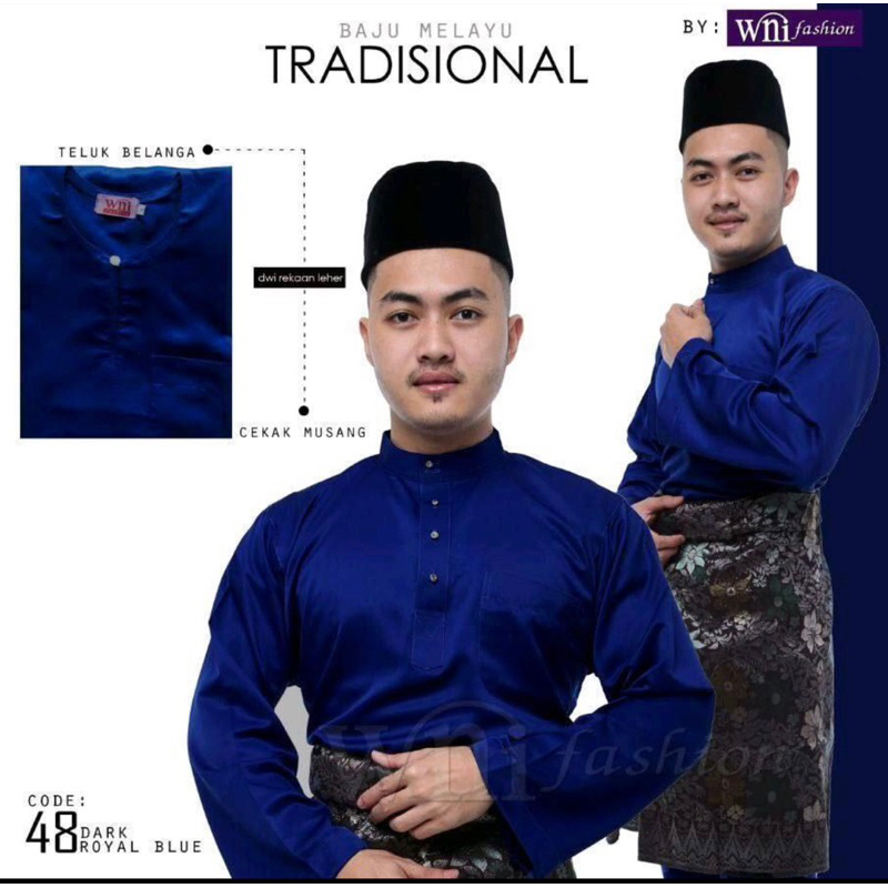 BAJJ MELAYU TRADISIONAL DARK ROYAL BLUE - BERPESAK | Shopee Malaysia