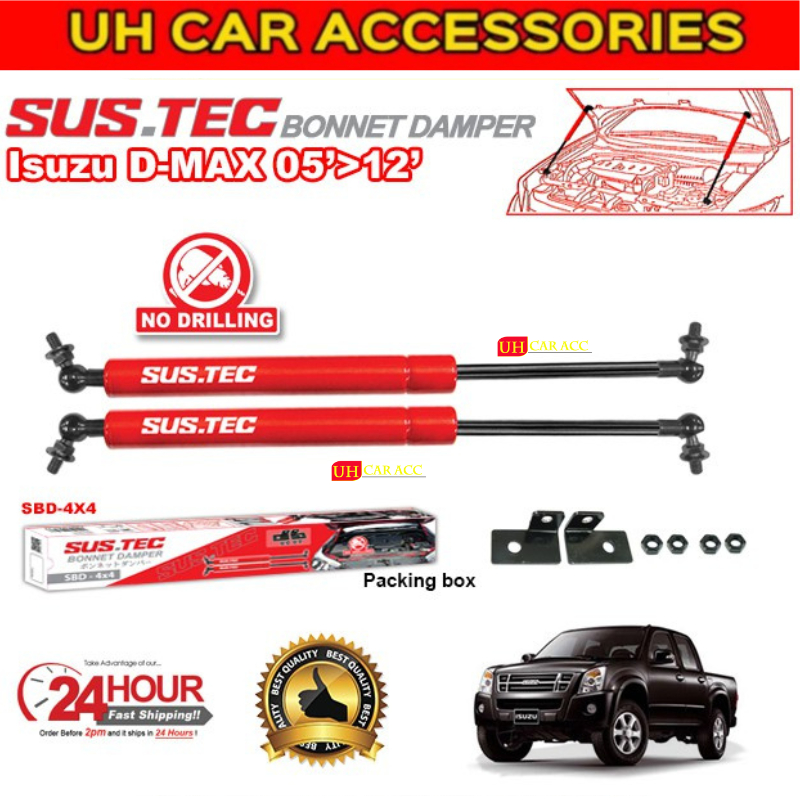 Isuzu D-MAX Dmax 2005 - 2012 Sustec Front Hood Damper Bonnet Gas Lifter ...