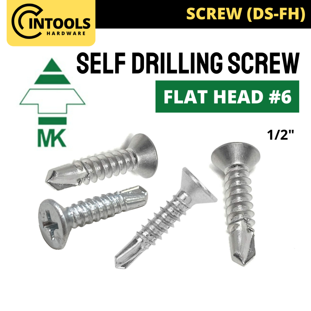 MK Self Drilling Screw Flat Head No. 6 - DS-FH 312 #6 X 1/2 Inch (1000 ...