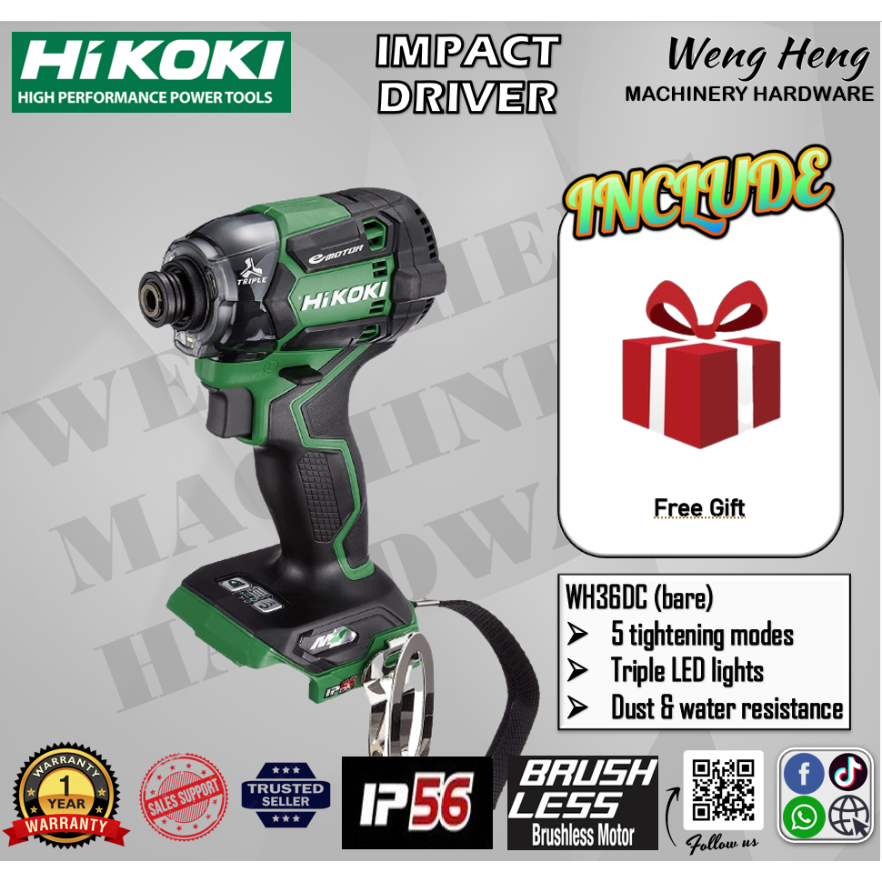 Hitachi/ Hikoki MULTI VOLT 36V Brushless Cordless Impact Driver - Model WH36DC | Shopee Malaysia