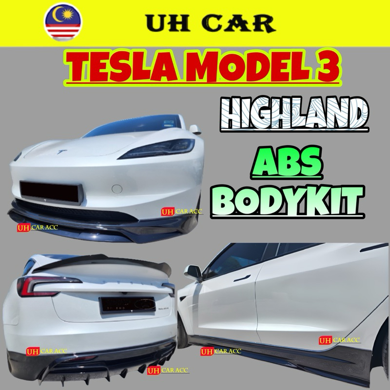 (HIGHLAND) Tesla Model3 Model 3 Full Set Bodykit Skirt Skirting ...