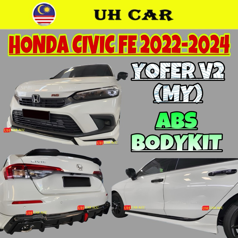 (YOFER V2 MY) Honda Civic FE 2022-2024 Full Set Bodykit Skirt Skirting ...