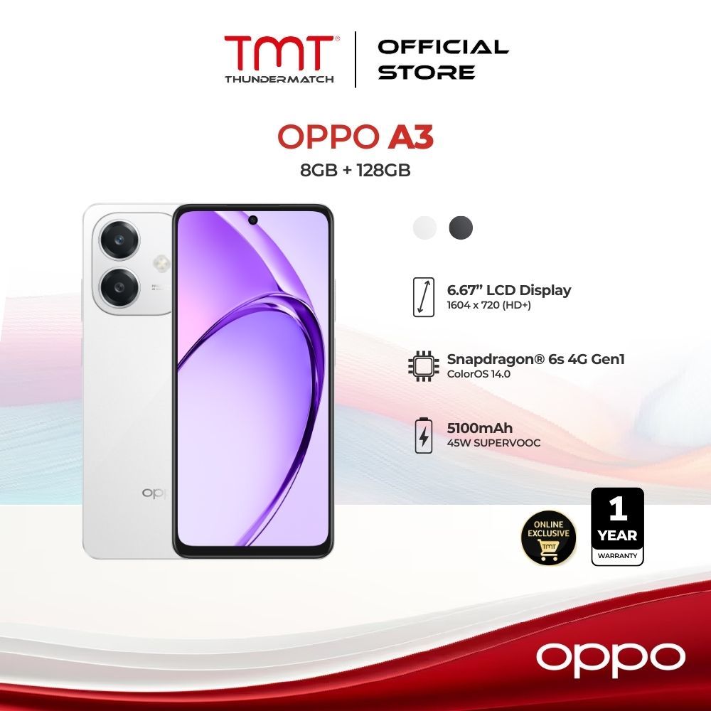OPPO A3 Smartphone (8GB RAM + 128GB ROM) | Shopee Malaysia