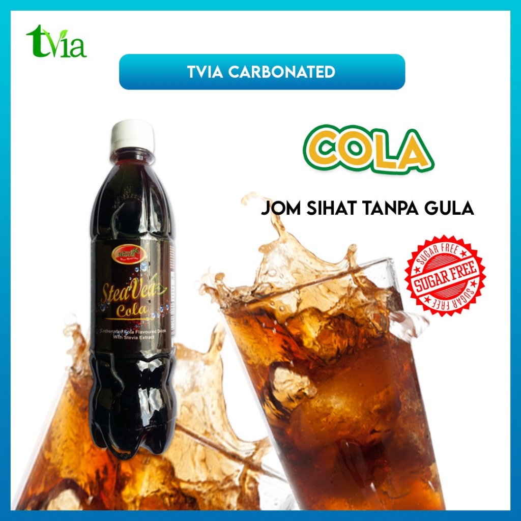 Minuman Berkarbonat Cola Tvia (500ml) | Stevia | Sugar Free | | Shopee ...