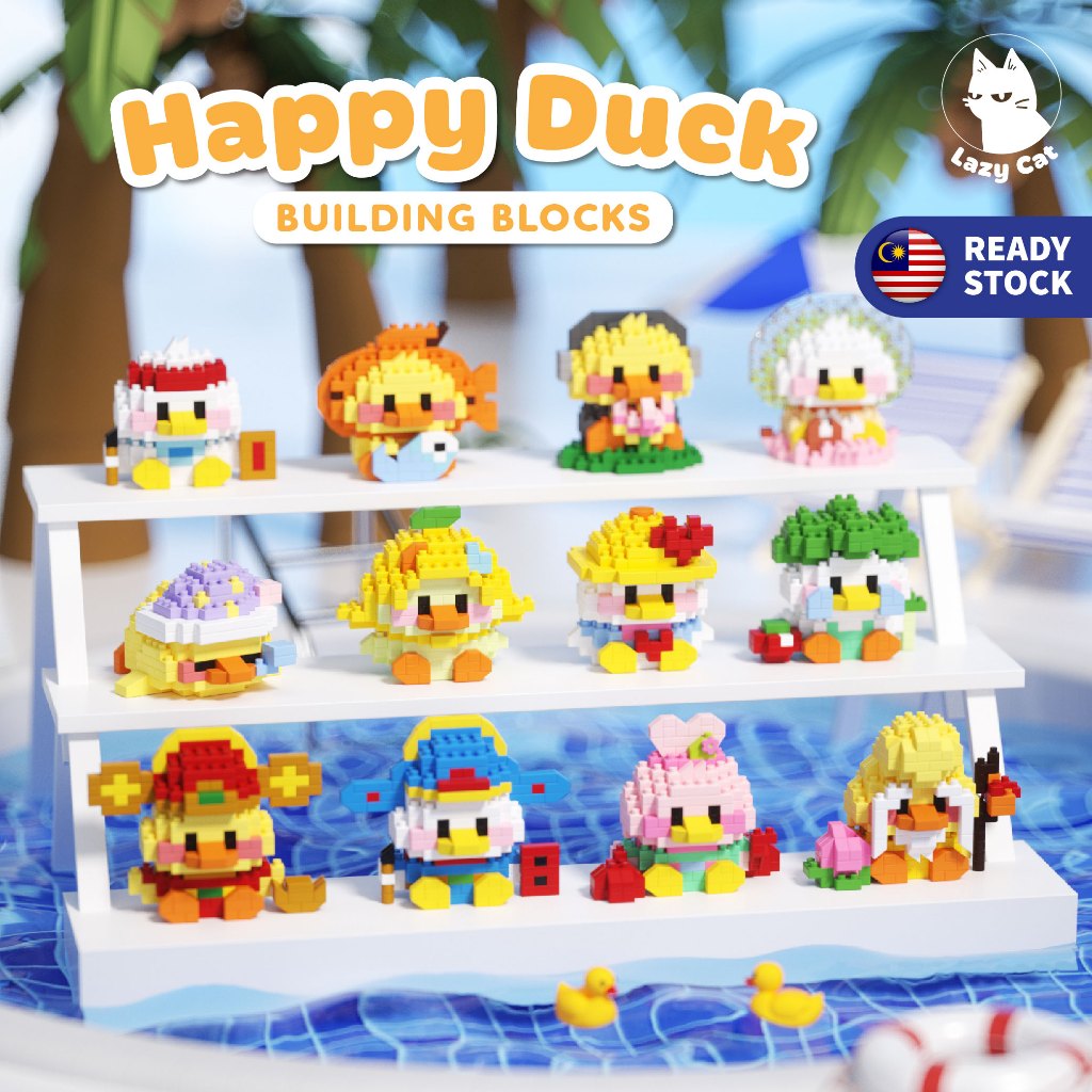 Mini Cute Cartoon Happy Duck Nano Bricks Building Blocks Toys Birthday ...