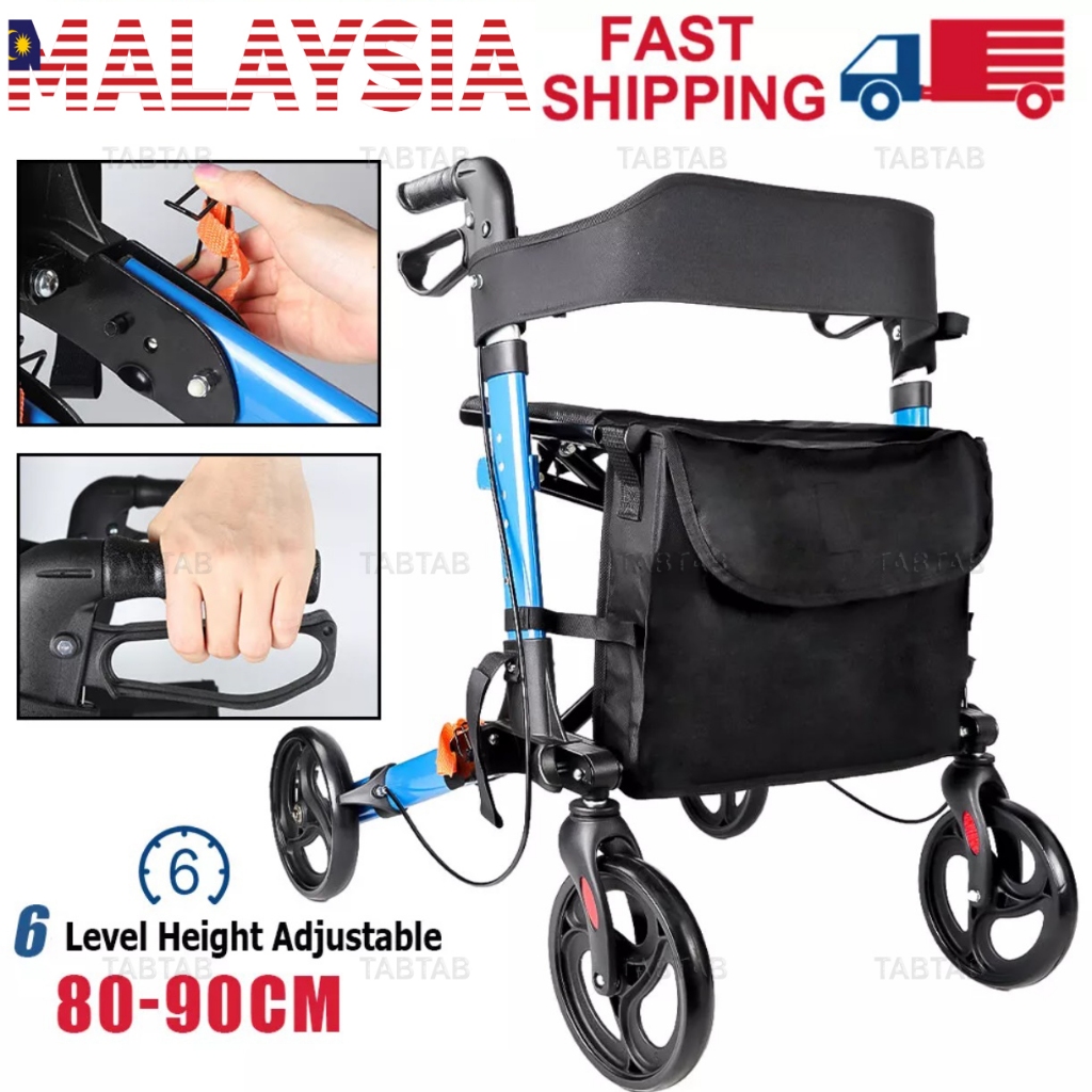 Premium Heavy Duty Folding Rollator Walker Aluminium Walking Frame ...