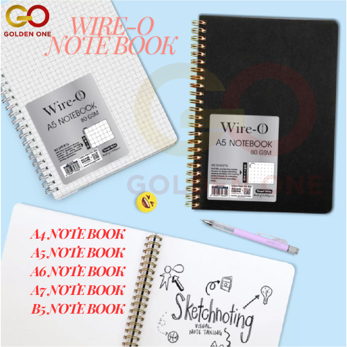 A4/A5/A6/A7/B5 WIRE-O NATURAL PP COVER NOTE BOOK 80GSM 80'S LINE/BLANK ...