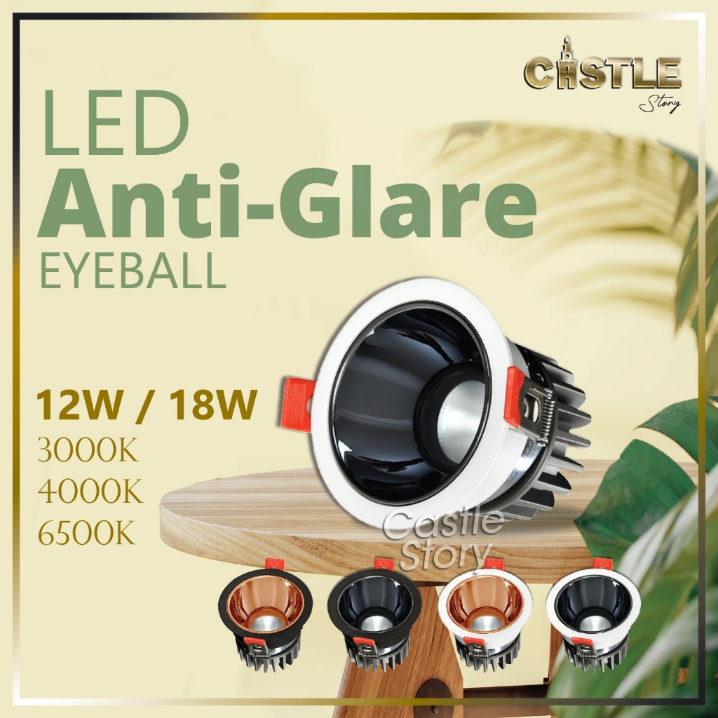 Recessed Anti-Glare Spotlight Anti Glare LED Eyeball Black Chrome ...