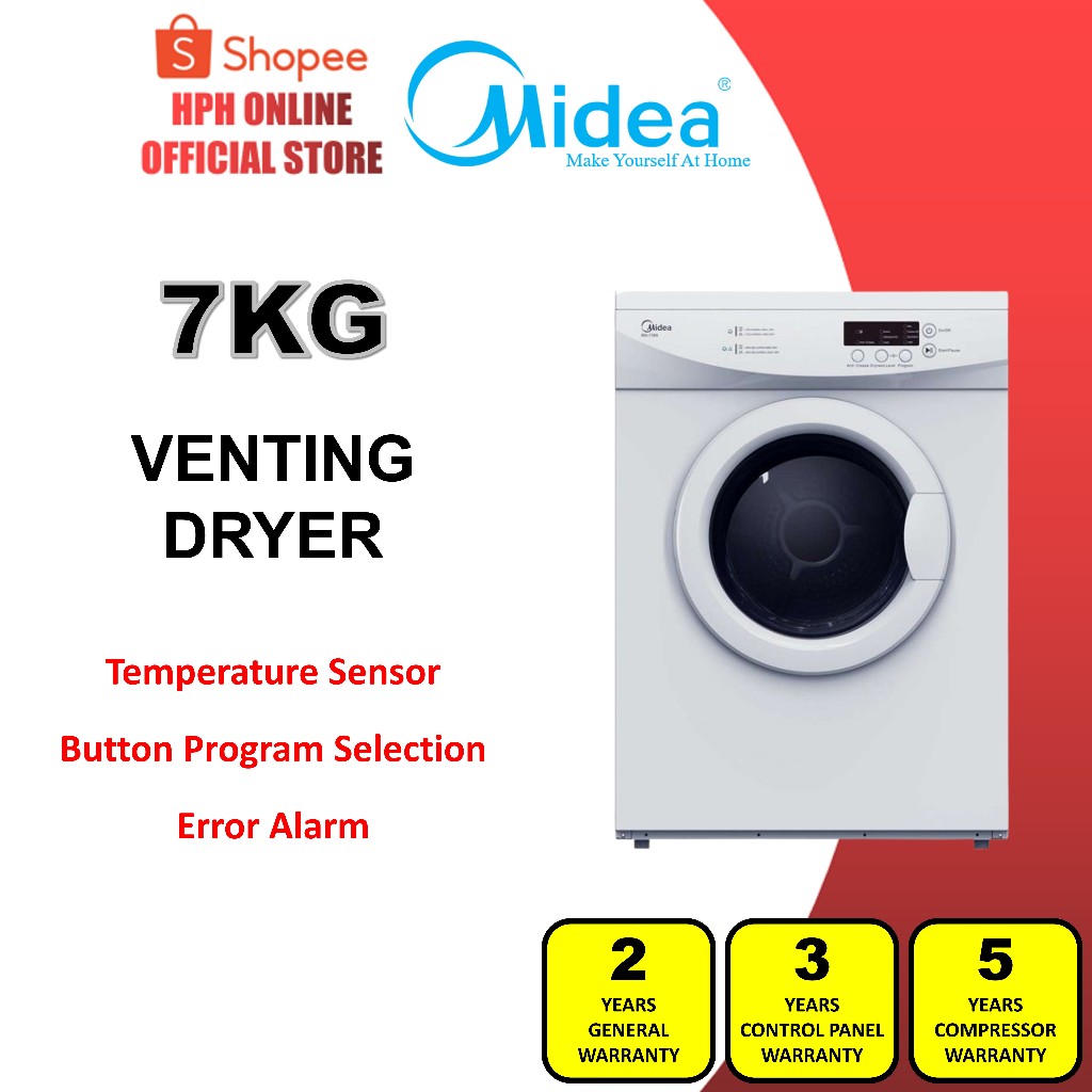 Midea Dryer Vented Dryer 7.0KG MD-7388 Venting Dryer 7kg MD7388 Mesin Pengering | Shopee Malaysia