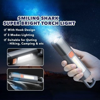 LED XPE Torch Light Super Bright Flashlight with Hook Camping Lamp USB ...