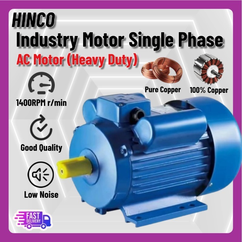 [100% Pure Copper & Full Power] HINCO Industry AC Motor Single Phase & Three Phase 1HP~7.5HP ...