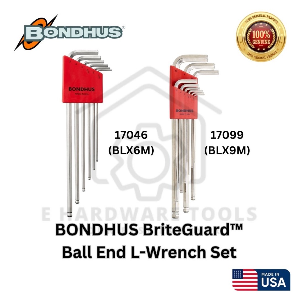 BONDHUS BriteGuard™ Ball End L-Wrench Set Allen key hex key 17046 17099 ...