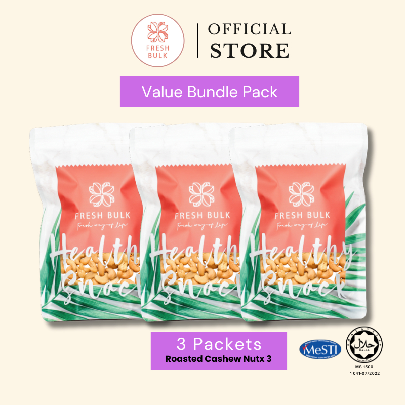 Fresh Bulk Roasted Cashew Nut Bundle Set 450g x 3 | buah gajus | Free Gift | healthy snacks ...