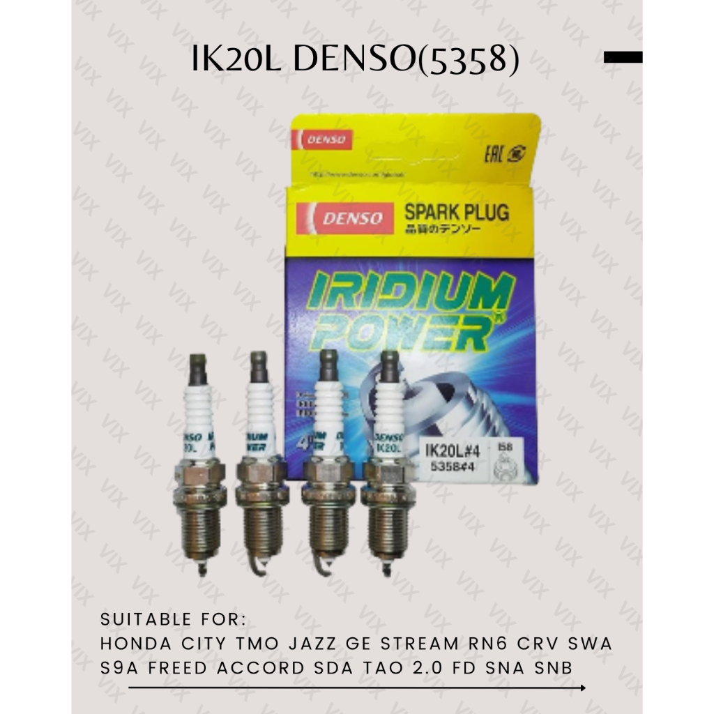 IK20L IRIDIUM SPARK PLUG DENSO HONDA CITY TMO JAZZ GE STREAM RN6 CRV ...