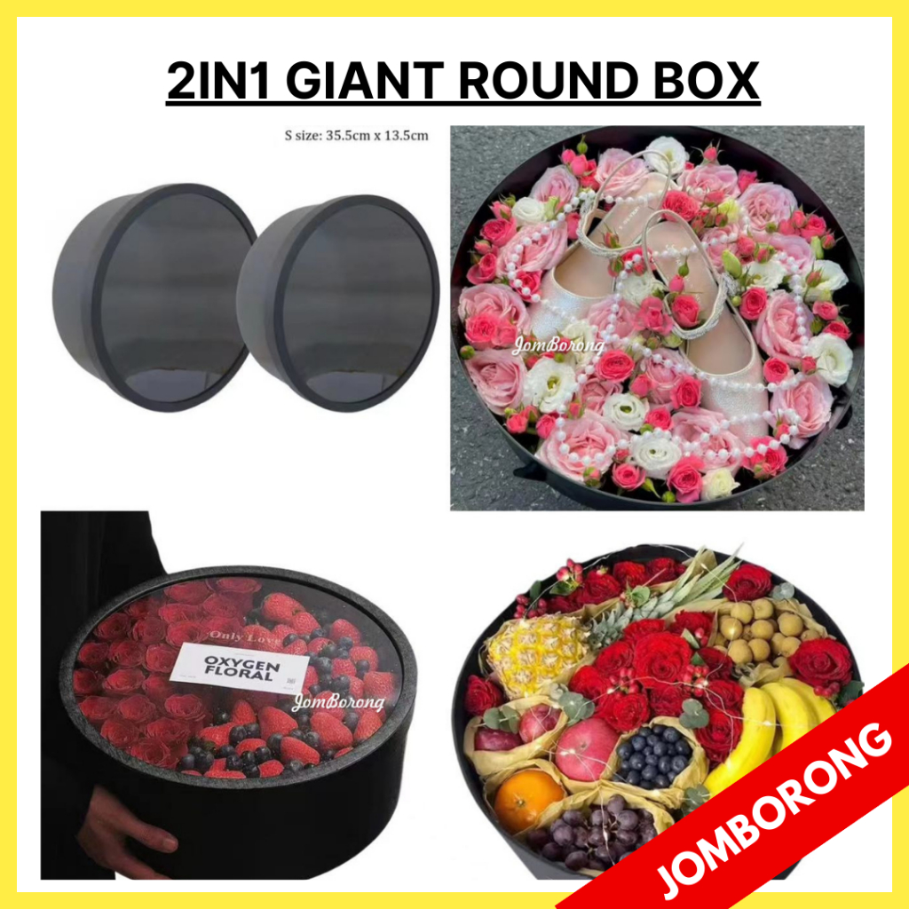 (2PCS) GIANT ROUND BOX Gift Box Birthday Wedding Kotak Hantaran Kek ...