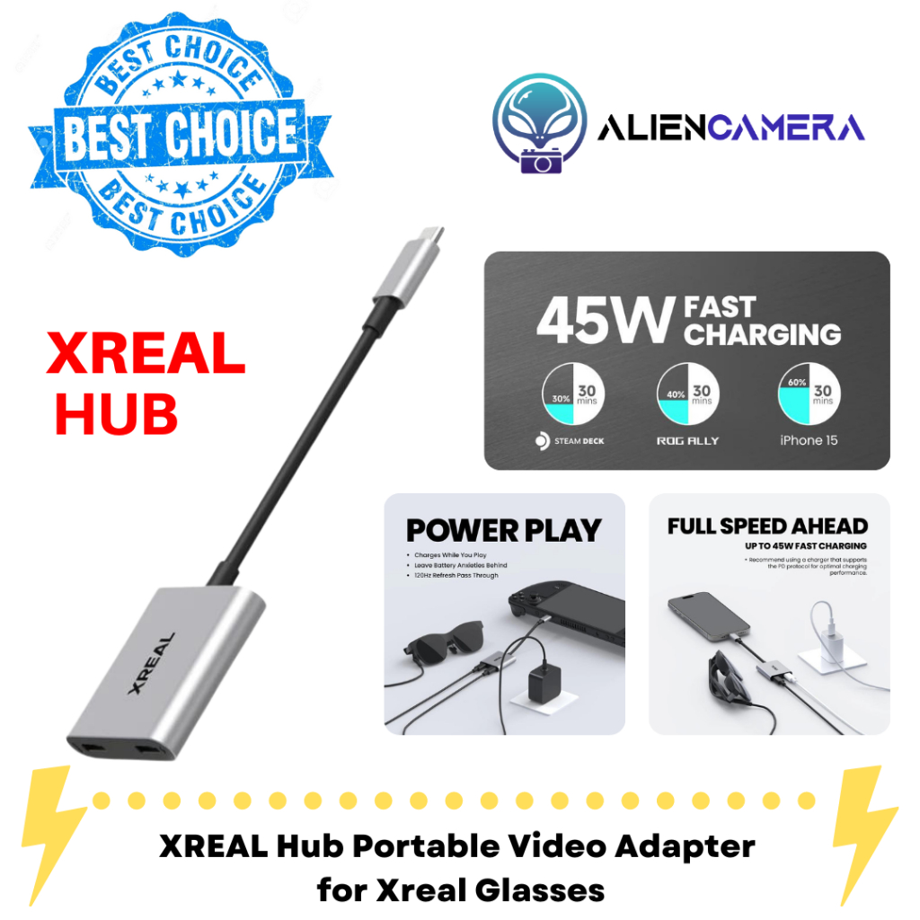 XREAL HUB Fast Charging Power and Play Adapter for Xreal Glasses ...