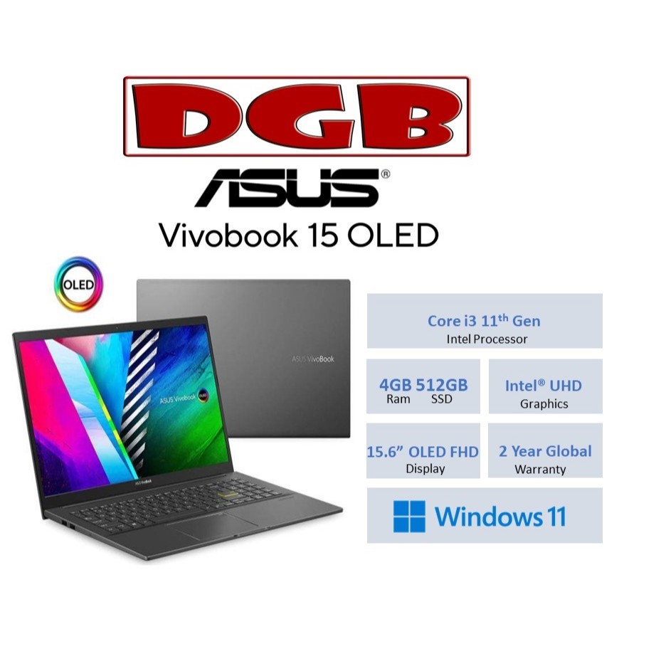 Asus Vivobook K513E | 15.6" OLED | i3-1125G4 | 4GB+512GB | 10% Shopee ...